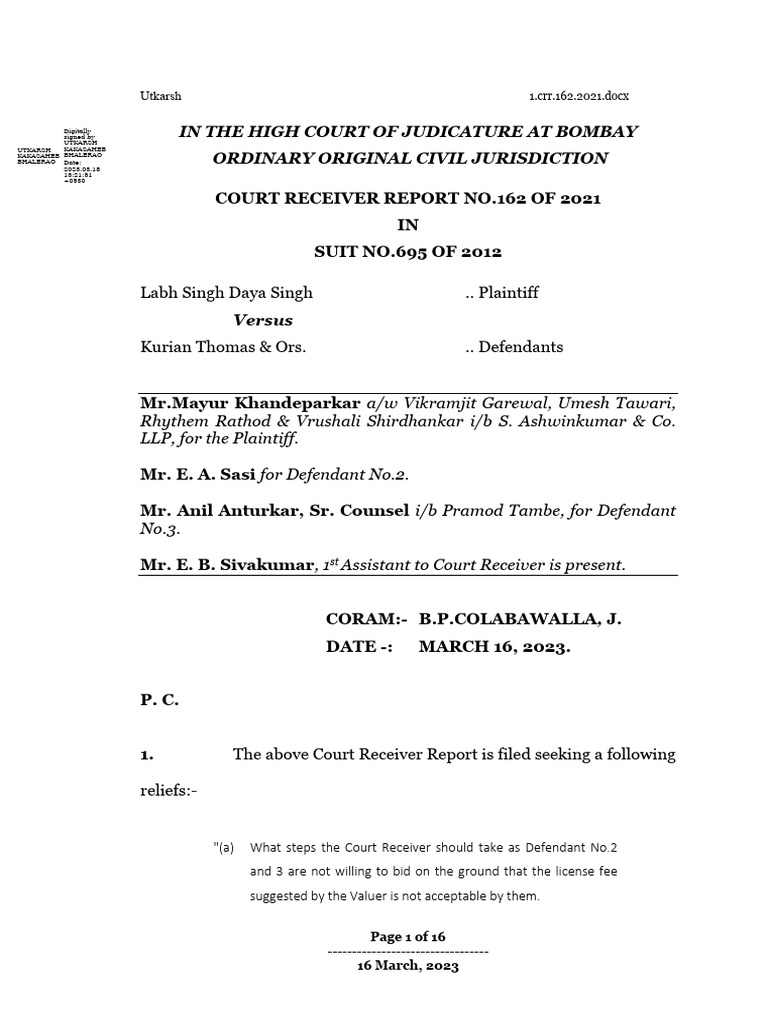 Order Dated 16.03.2022 in CRR No. 162 of 2021 | PDF | Lawsuit | Royalty ...