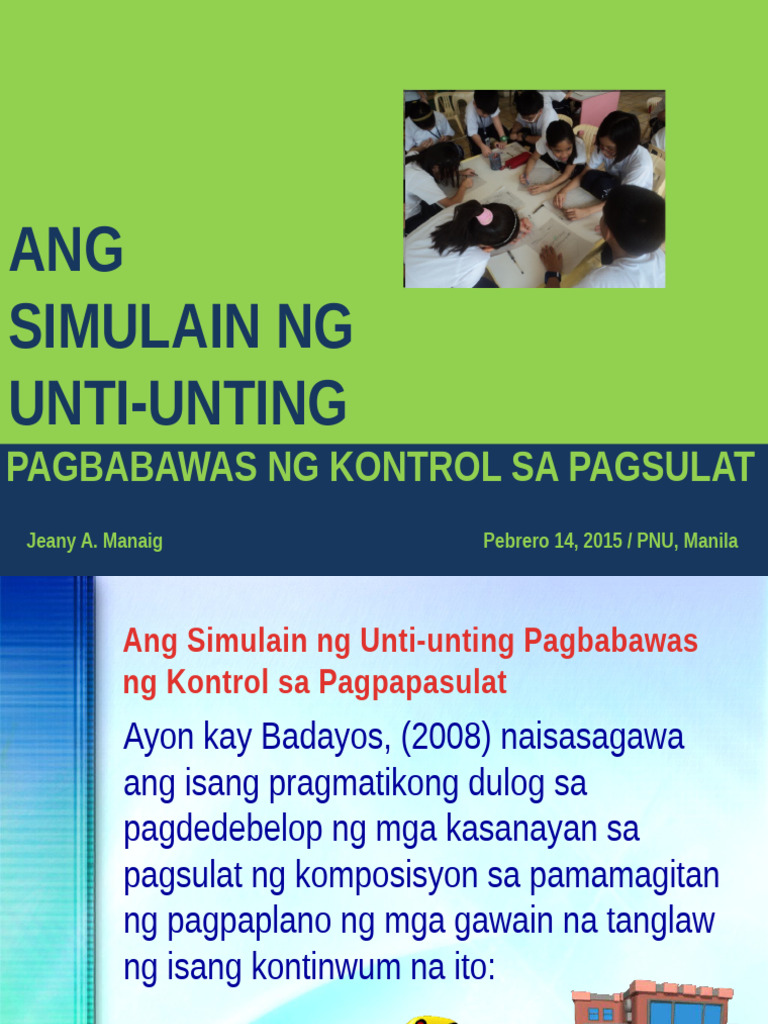 Mga Simulain Sa Panimulang Pagkontrol Sa Pagsulat | PDF