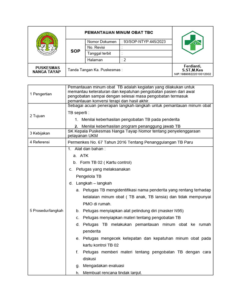 Pemantauan Minum Obat TBC | PDF | Pengembangan Diri