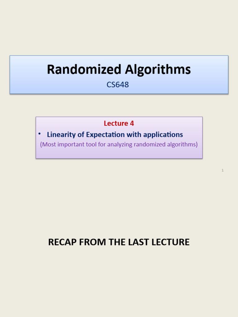 Lecture 4 Cs648 Pdf Expected Value Random Variable 7019