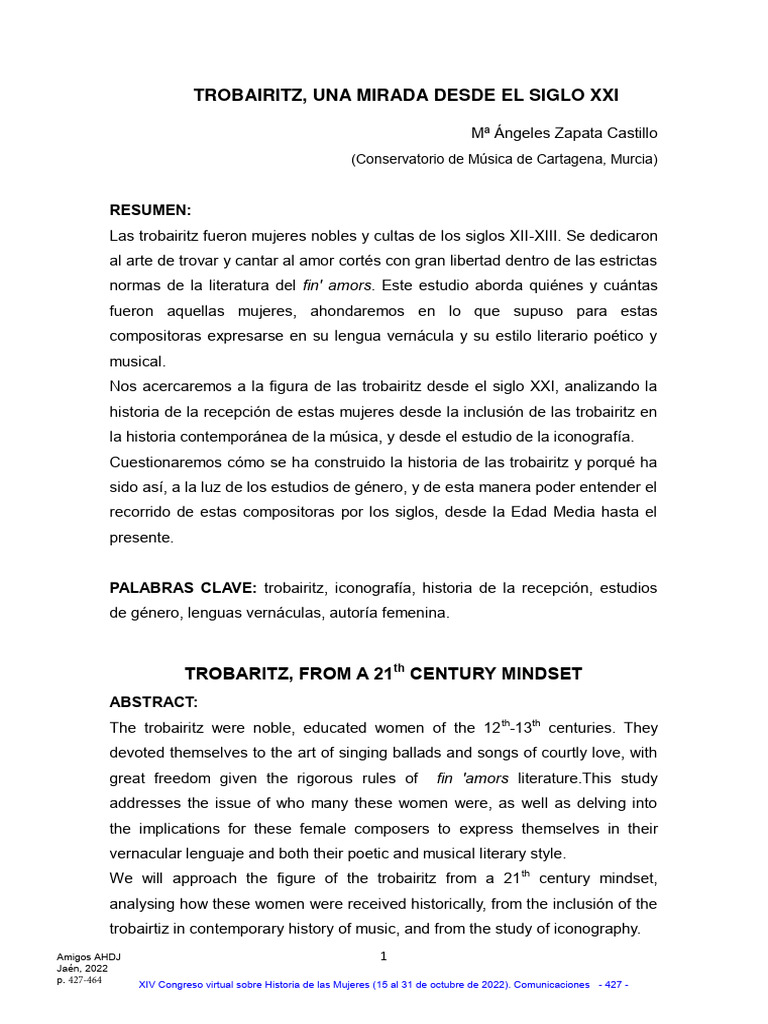 Trobairitz: Mujeres en la Música Medieval | PDF | Poesía
