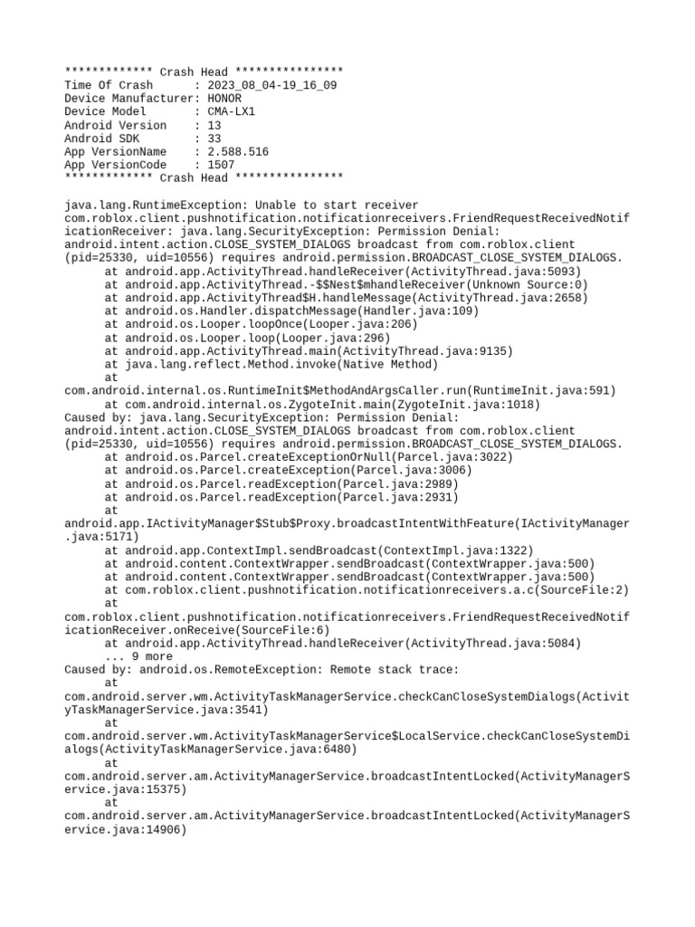 Mod Menu Crash 2023 08 04 19 16 09 Pdf Android Operating System Java Programming Language