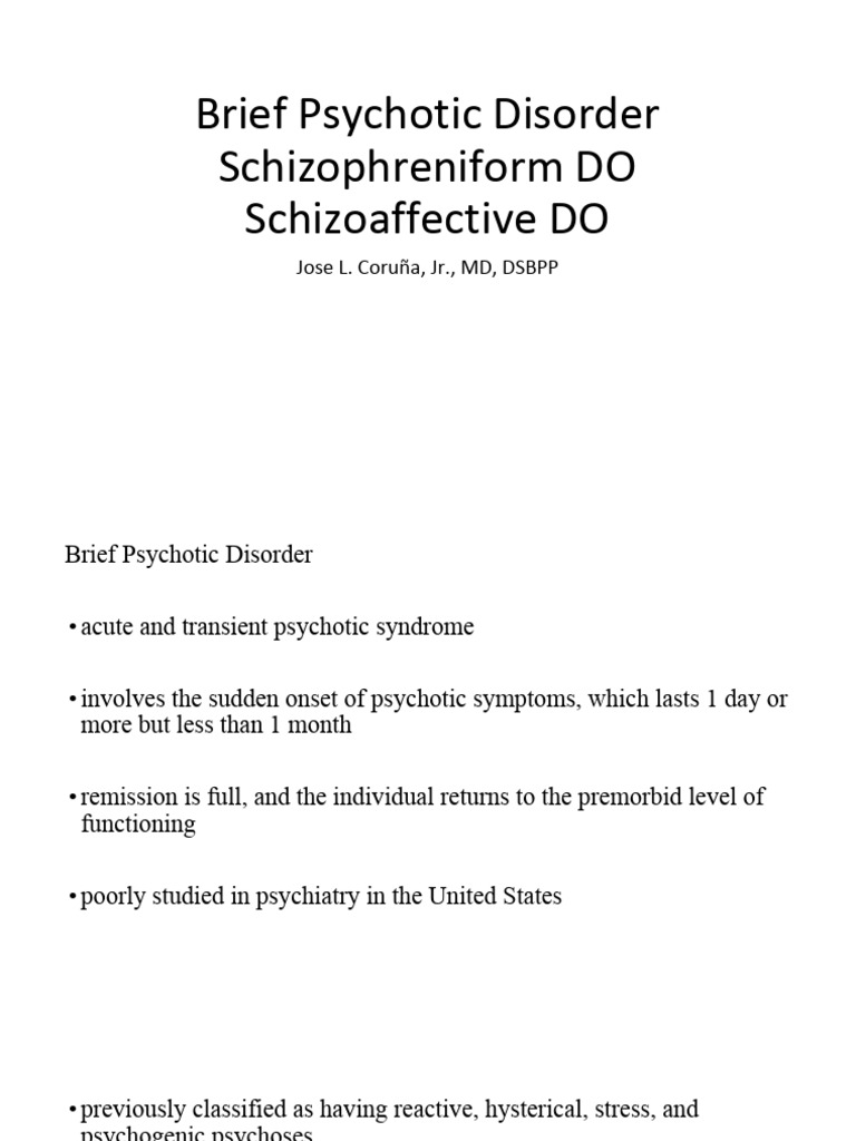 Brief Psychotic Disorder | PDF | Schizophrenia | Mental Disorder