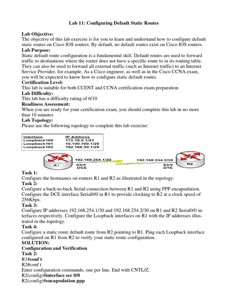 Lab 11 | PDF | Cisco Certifications | Router (Computing)