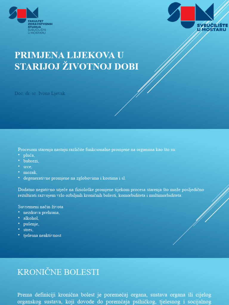 Primjena Lijekova U Starijoj Životnoj Dobi | PDF