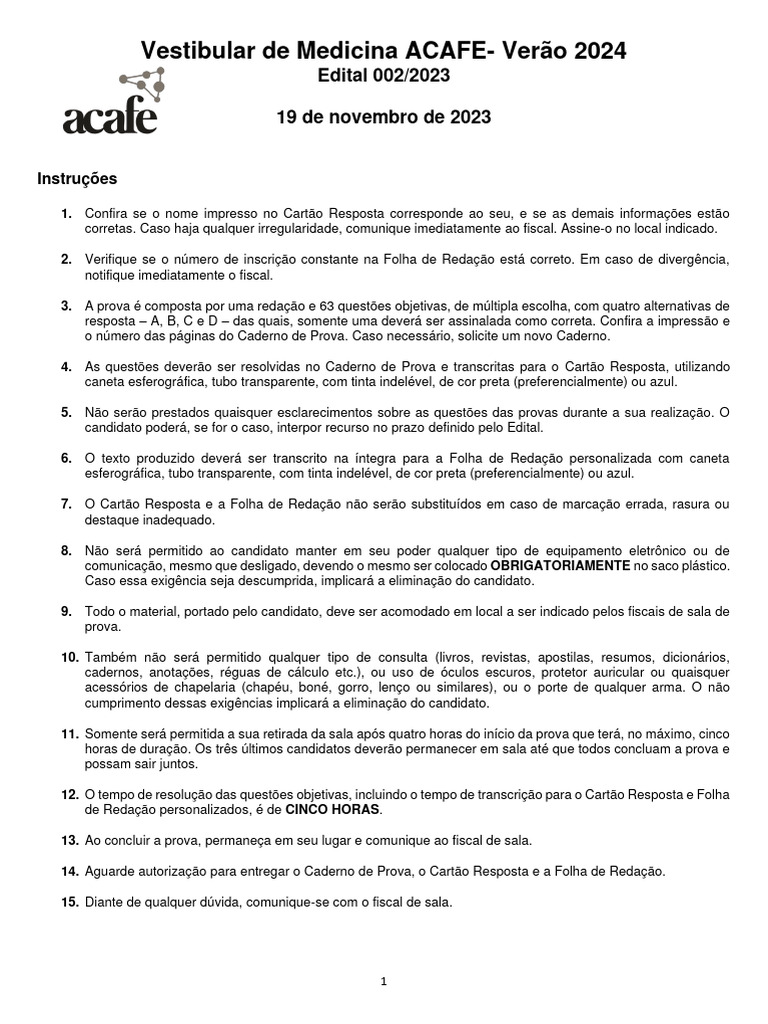 Prova Objetiva Verao 2024 1 Pdf Comunicação Informação