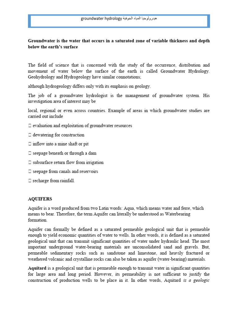 Groundwater Hydrology | PDF | Aquifer | Groundwater
