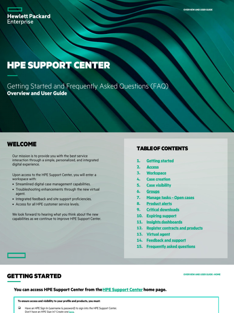 HPE - A00105905en - Us - HPE Support Center Getting Started and ... HPE - A00105905en - Us - HPE Support Center Getting Started and ...