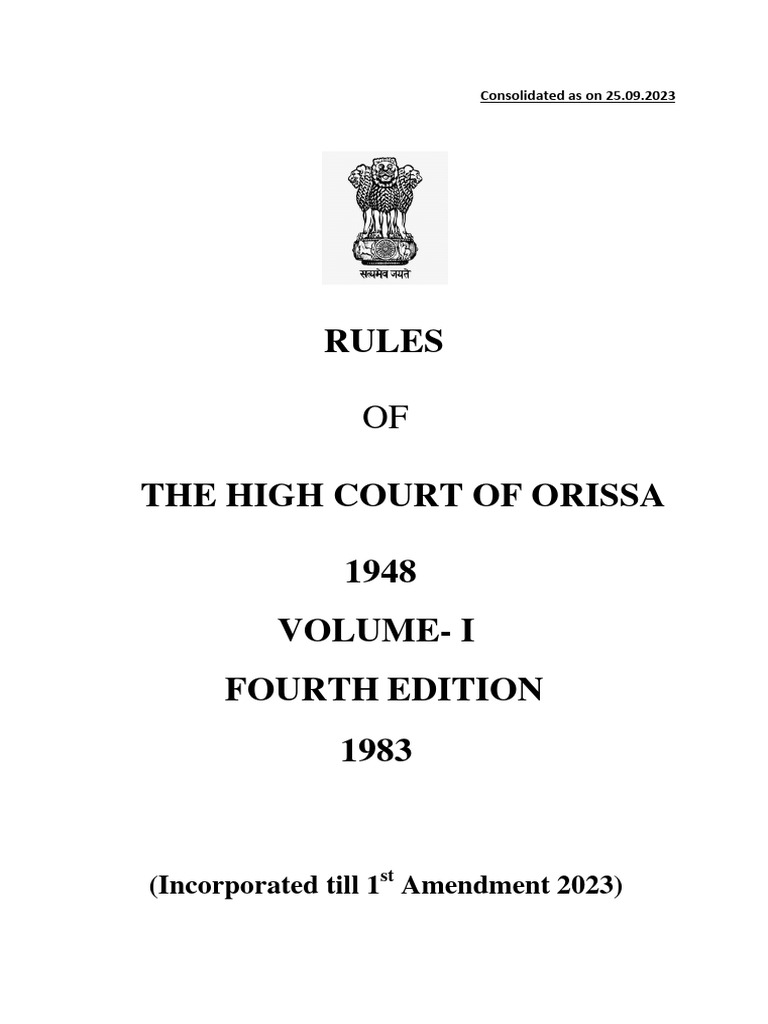 Orissa High Court Rules Vol1 | Download Free PDF | Judge | Affidavit