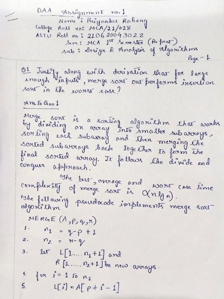 DAA Assignment 1 | PDF