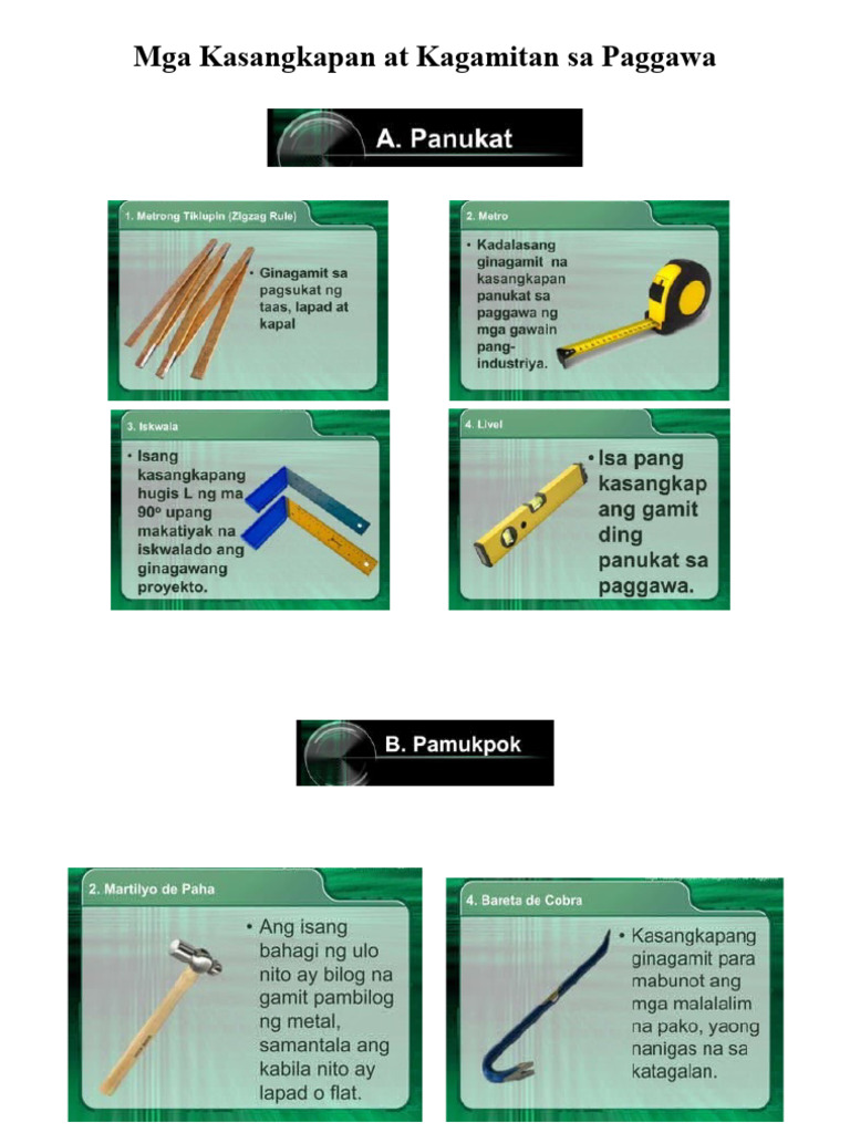 Mga Kasangkapan at Kagamitan Sa Paggawa | PDF