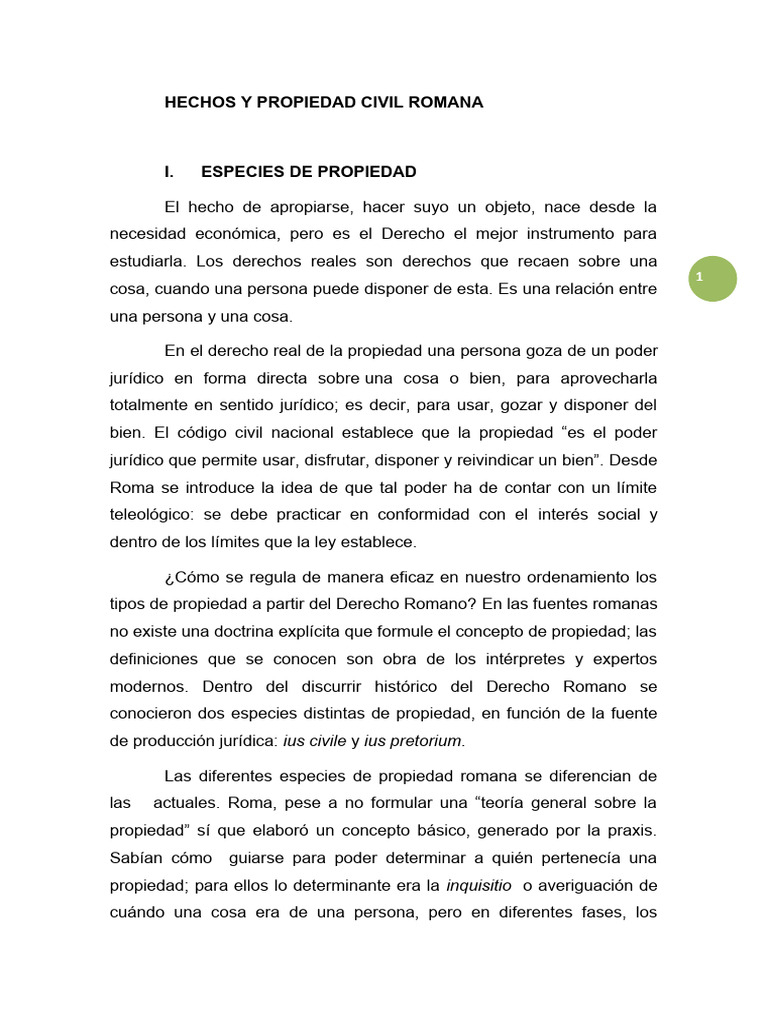 1.hechos y Propiedad Civil Romana | PDF | Propiedad | Roma antigua