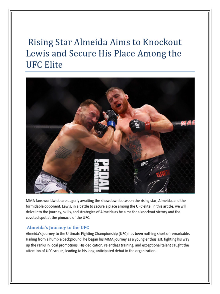 Almeida vs. Lewis: UFC Elite Showdown | PDF | Ultimate Fighting ...