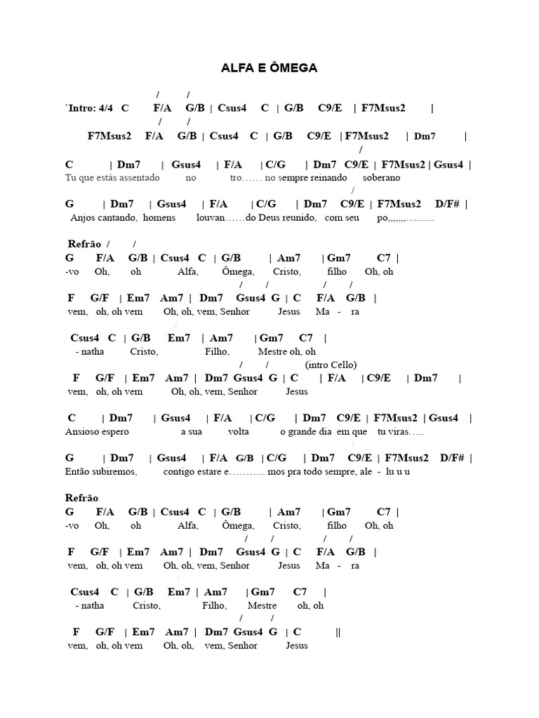 ALFA E ÔMEGA (Cifra) | PDF | Frases Bíblicas | Religiões abraâmicas