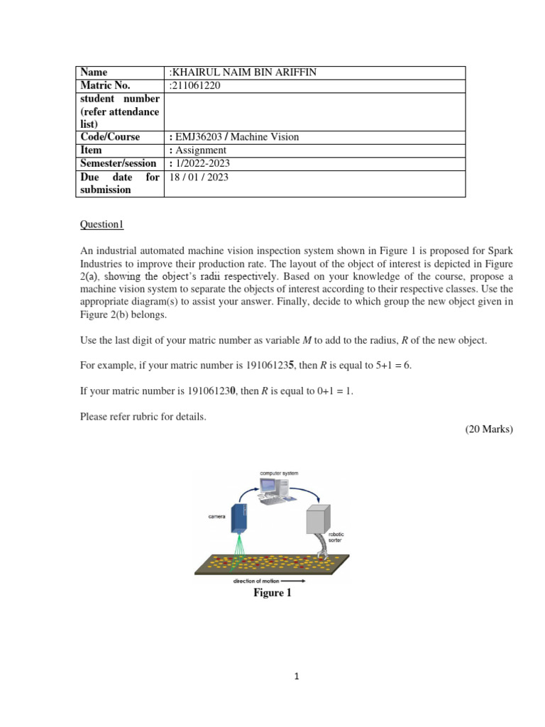 Assignment Machine Vision | PDF | Computer Vision | Applied Mathematics