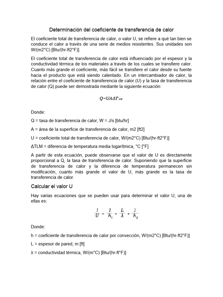 Determinación Del Coeficiente de Transferencia de Calor | PDF