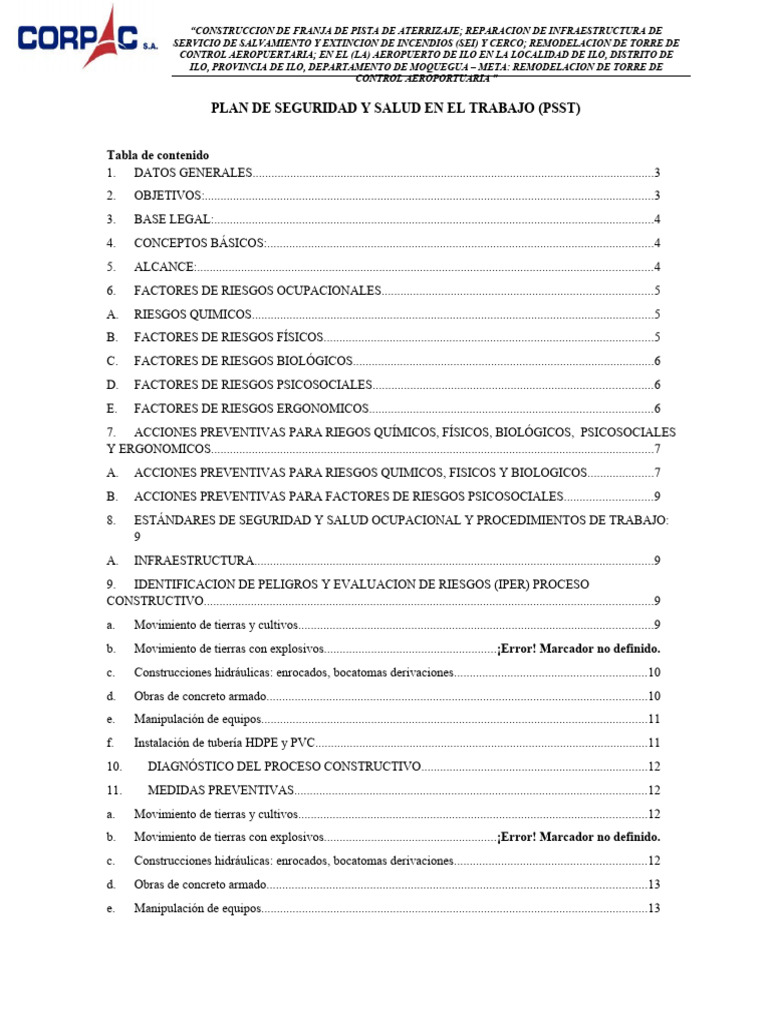 Plan De Seguridad Y Salud En El Trabajo E T Cd A Pdf Partículas Dióxido De Azufre