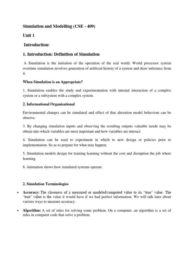 Lecture 1 (11 - 06 - 20) | PDF | Simulation | Conceptual Model Lecture 1 (11 - 06 - 20) | PDF | Simulation | Conceptual Model