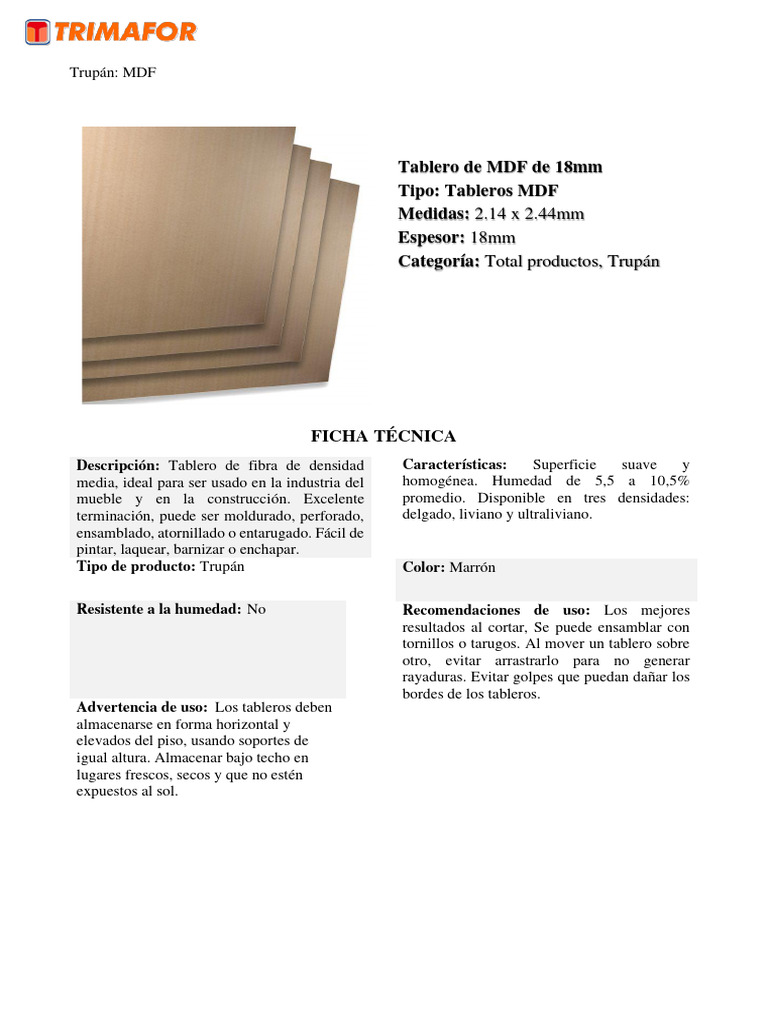 Trupan MDF 18mm | PDF