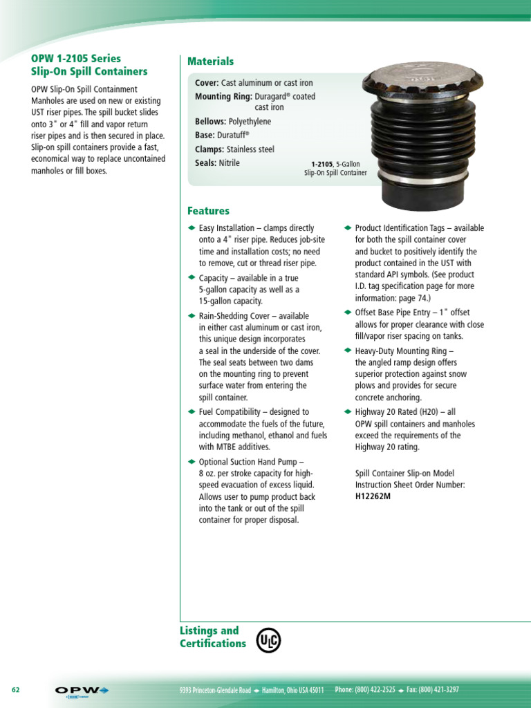 1-2105 Series Slip-On Spill Containers | PDF | Pipe (Fluid Conveyance ...