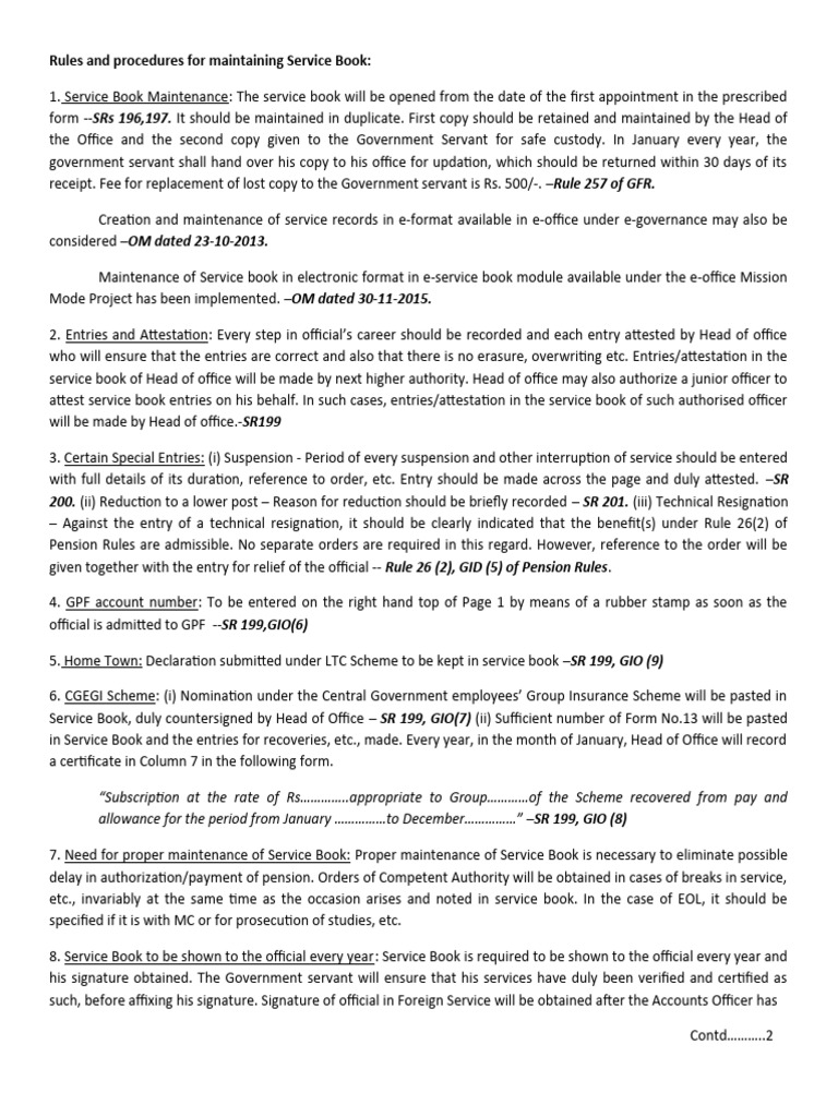 Service Book Maintenance Guidelines | PDF | Signature | Justice