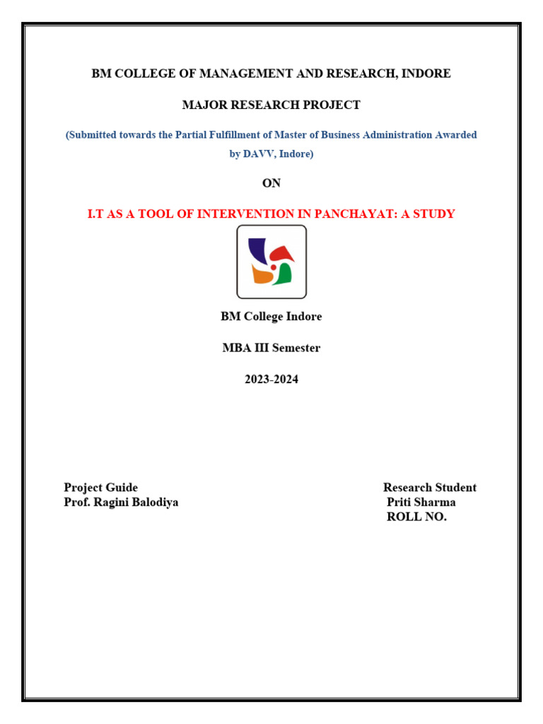 MRP Format | PDF | Methodology | Data Analysis