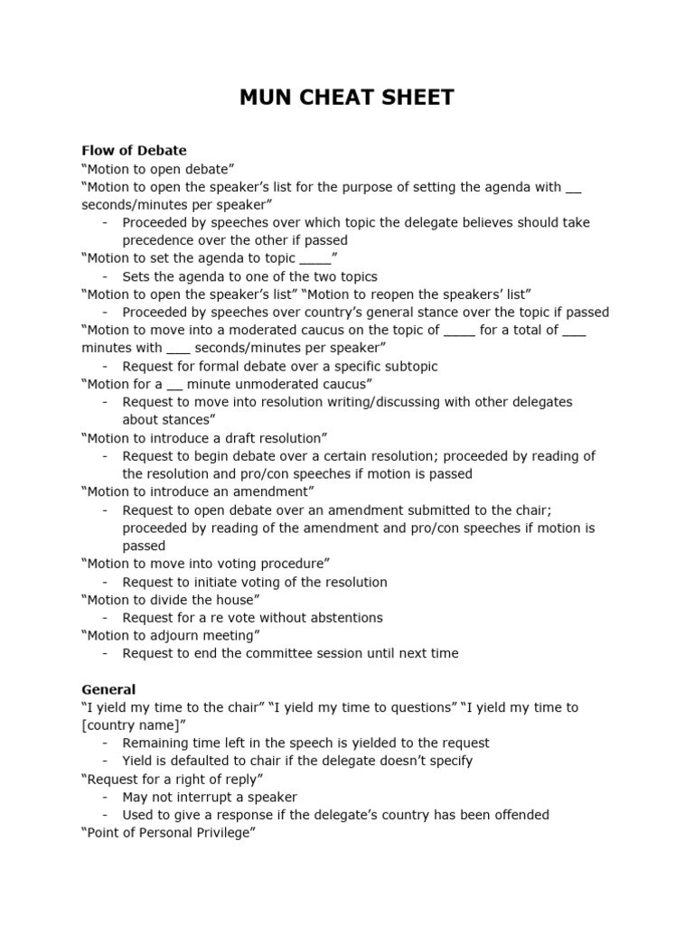 Dokumen - Tips - Mun Cheat Sheet Ymca Texas Mun Mun Cheat Sheet Flow of ...