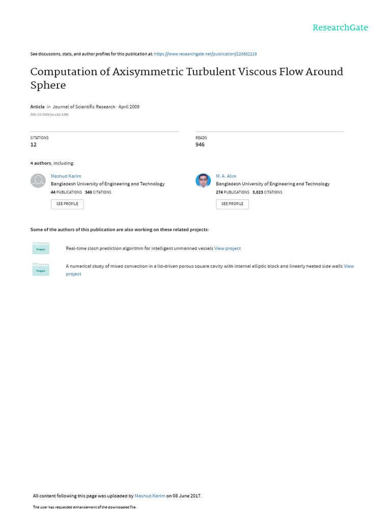 Computation of Axisymmetric Turbulent Viscous Flow | PDF | Computational Fluid Dynamics | Fluid ...