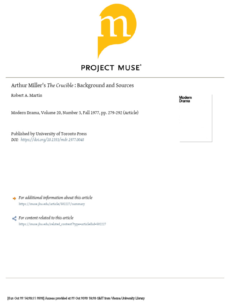 Arthur Miller's The Crucible - Background and Sources | PDF | Witchcraft