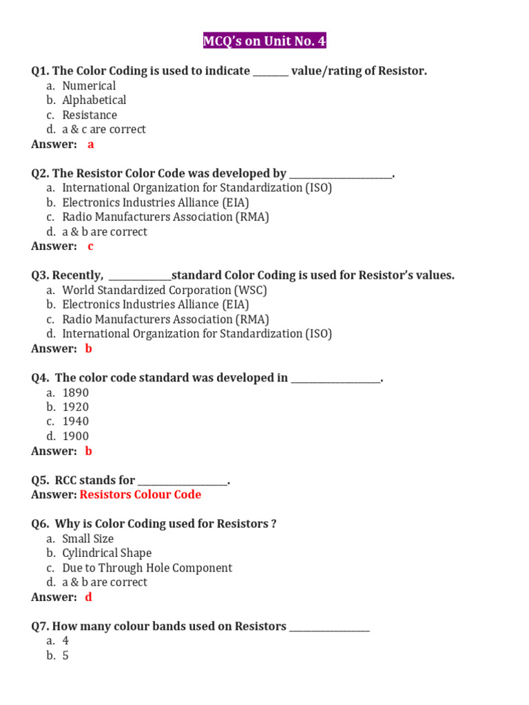 BEC Unit No. 4 | PDF | Capacitor | Resistor