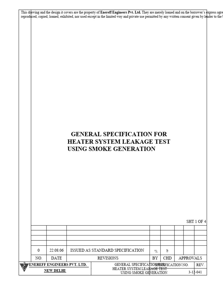 Specification For Smoke Bomb Test PDF | PDF | Duct (Flow) | Leak