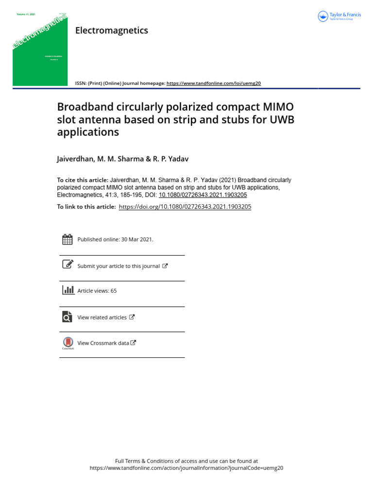 Compact UWB MIMO Antenna Design | PDF | Antenna (Radio) | Mimo