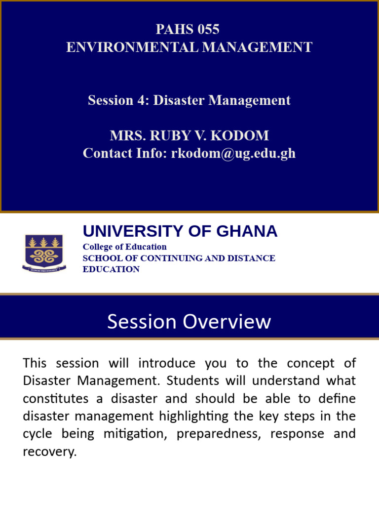 PAHS 055 Session 4 Disaster Management - 1 | PDF | Natural Disasters | Emergency Management