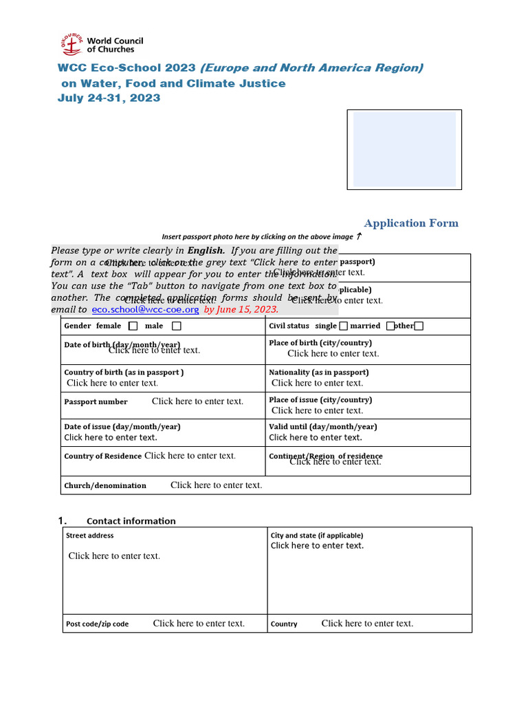 EcoSchool2023 - Application Form - Word - Restricted - July | PDF ...