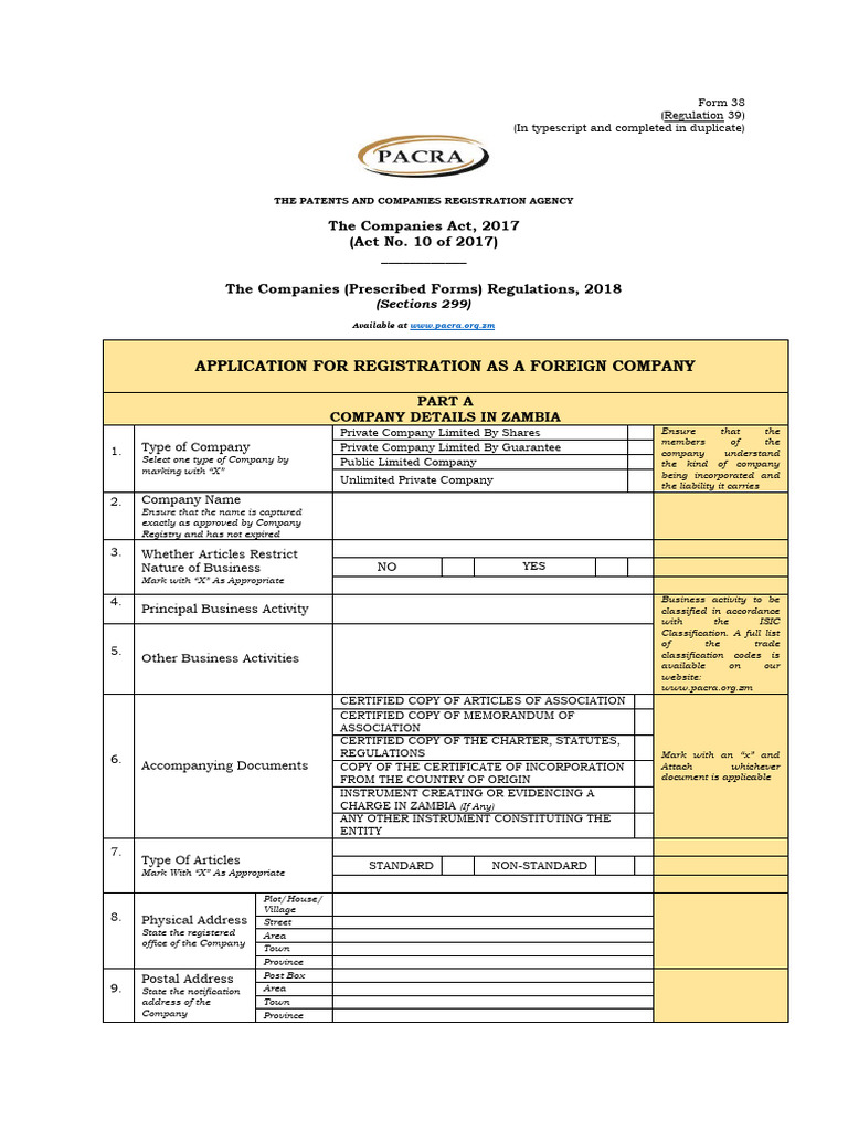 Foreign Companies Form 38 | PDF | Companies | Mortgage Loan