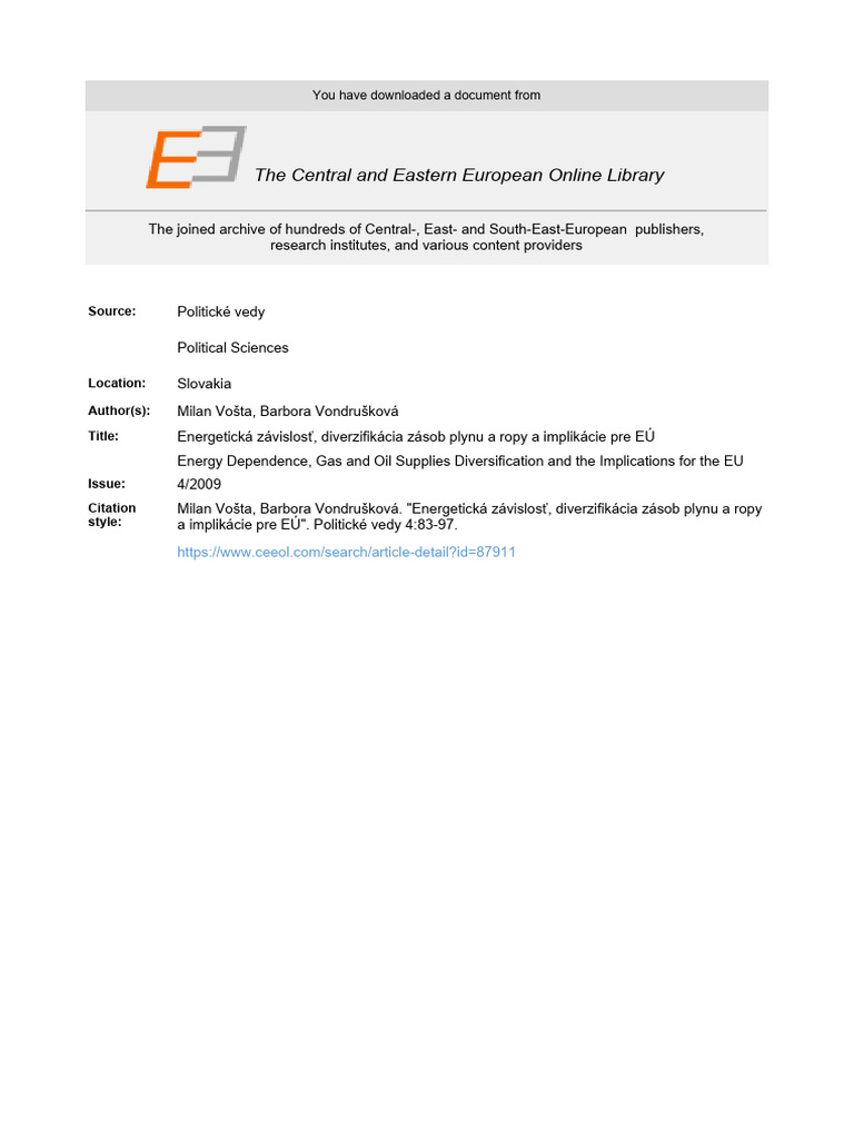 Energy Dependence, Gas and Oil Supplies Diversification and The ...