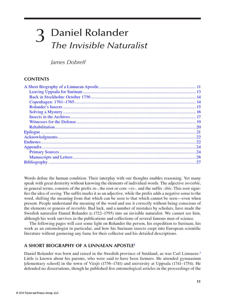 Daniel Rolander The Invisible Naturalist | PDF