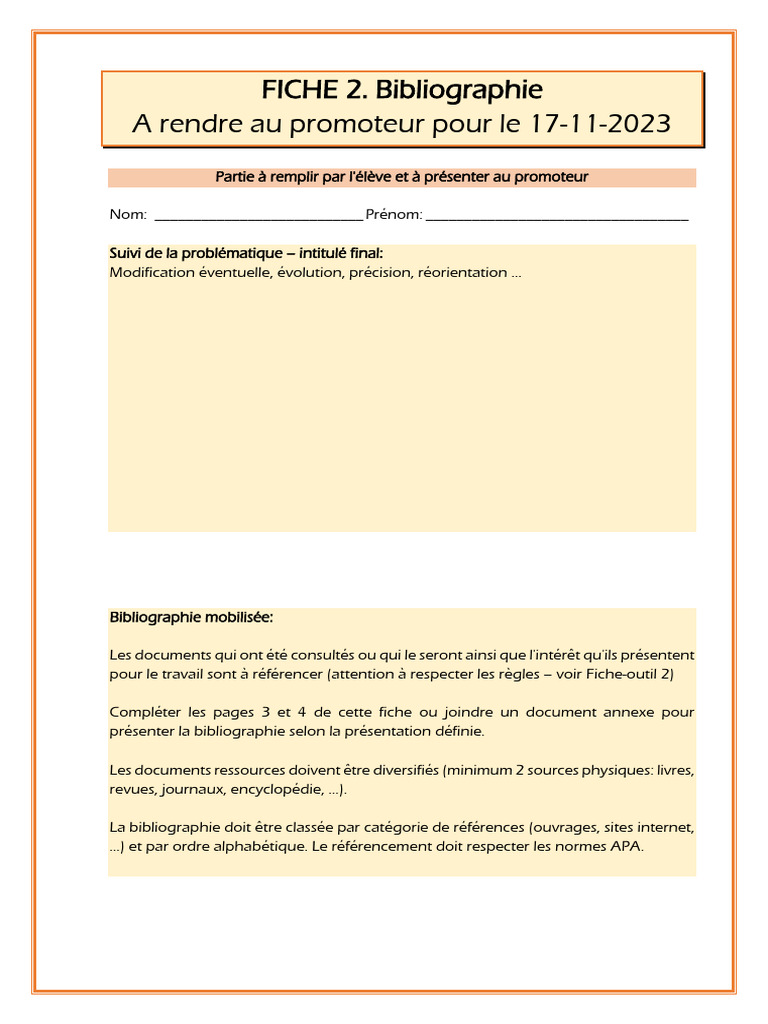 Fiche 2 : Bibliographie Norme APA | PDF | Bibliographie | Encyclopédies