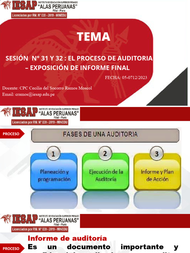 Diapositivas Semana 16 Sesin de Clase 31 32 | PDF | Auditoría | Contralor
