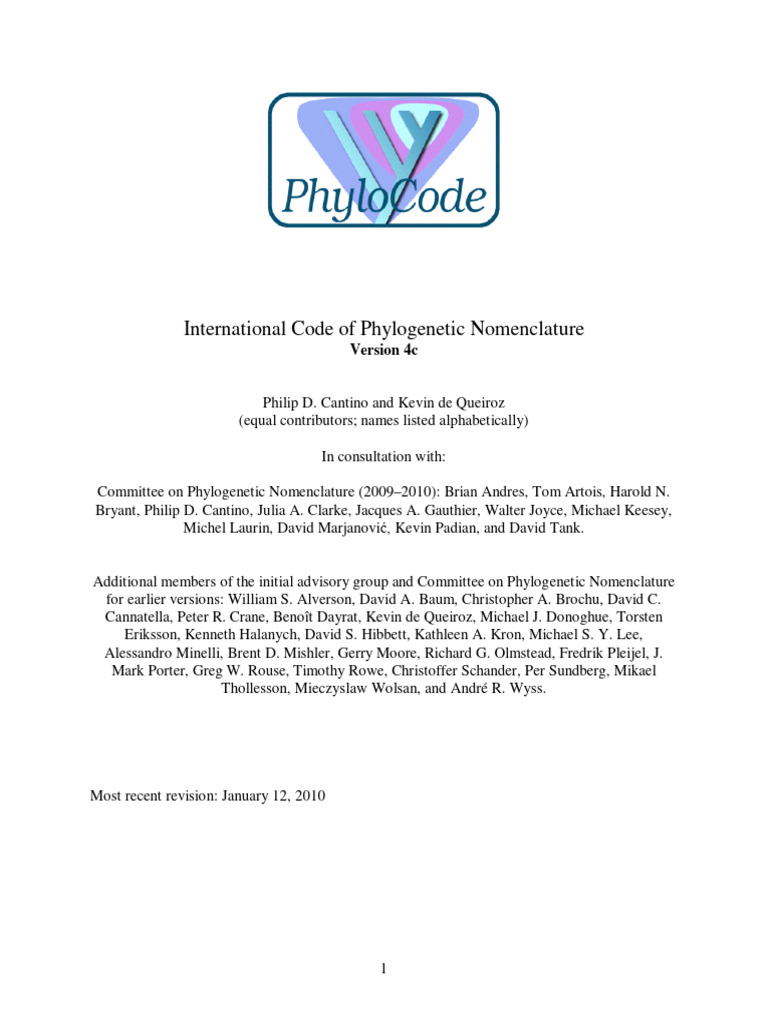 PhyloCode v4 | PDF | Taxonomy (Biology) | Taxon