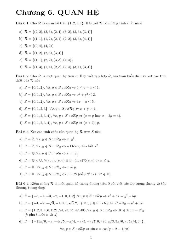 Bai Tap - Chuong 6 - Quan He | PDF