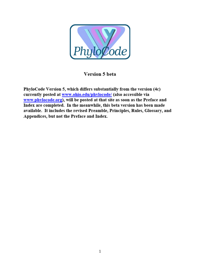 PhyloCode v5 Beta | PDF | Clade | Phylogenetics