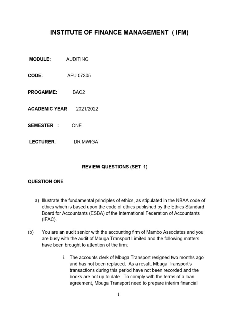 Auditing Review Qns | PDF | Financial Audit | Audit