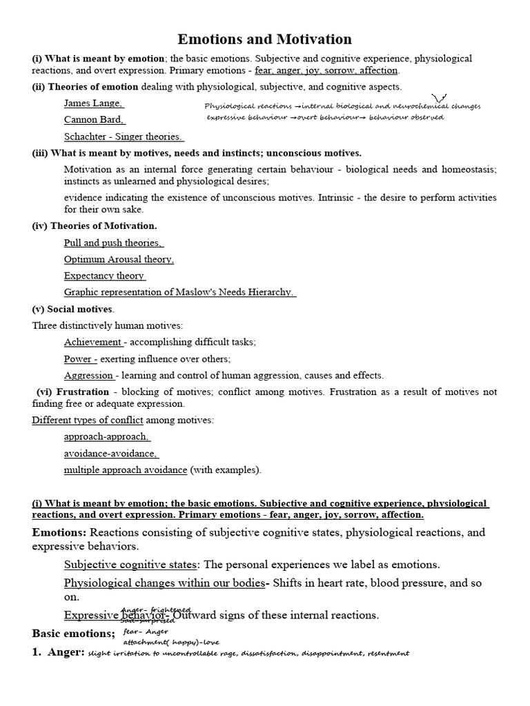 4 Emotion And Motivation Pdf Motivational Motivation 