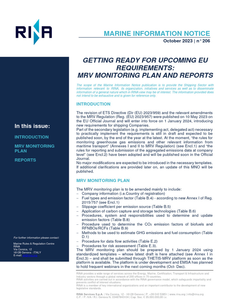 Mno 206 - Getting Ready For Eu Requirements MRV Monitoring Plan and ...