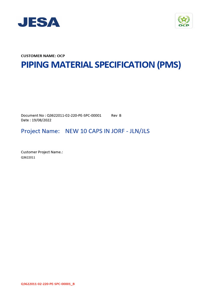 Piping Material Specification Overview | PDF | Pipe (Fluid Conveyance ...