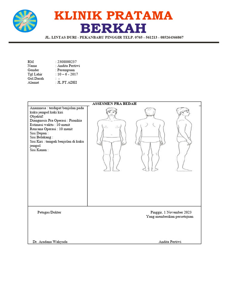 Bukti Pelaksanaan Kajian Pra Bedah | PDF