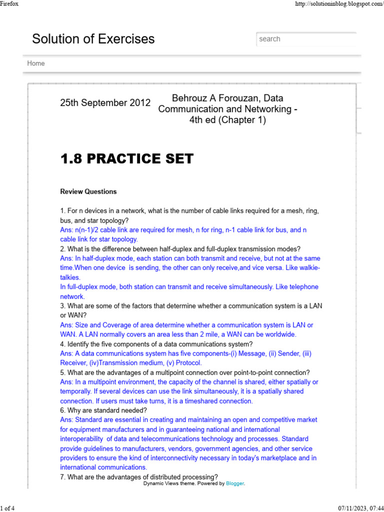 Solution of Exercises | PDF | Network Topology | Computer Network