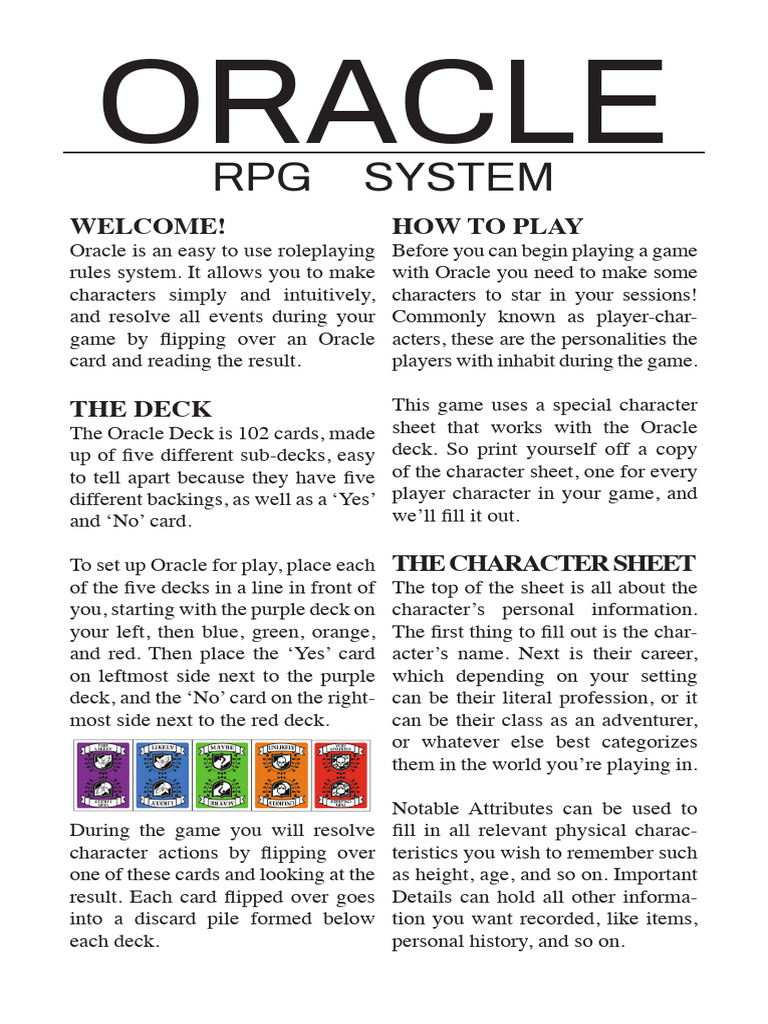 Oracle Rules 1.1 | PDF | Role Playing Games | Storytelling