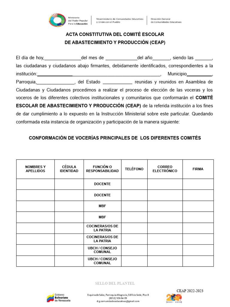 Acta Constitutiva Ceap 2023-2024 | PDF | Gobierno